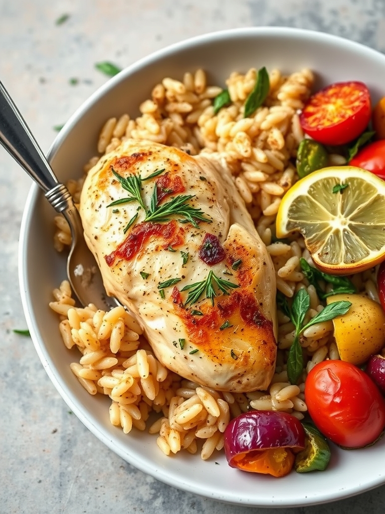 Mediterranean Delight: Lemon Herb Roasted Chicken with Orzo & Roasted ...